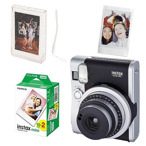 Instax Mini 90 Camera Bundle – Black | 20 Films + Photo Storage Box ...