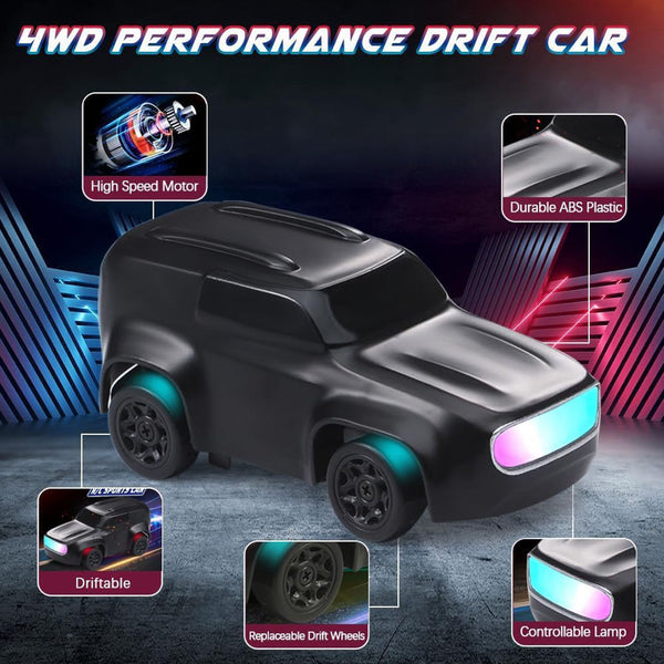 Mini 4WD Q197 1:64 Scale LED Drift RC Car – 2.4GHz Remote Control, Typ ...