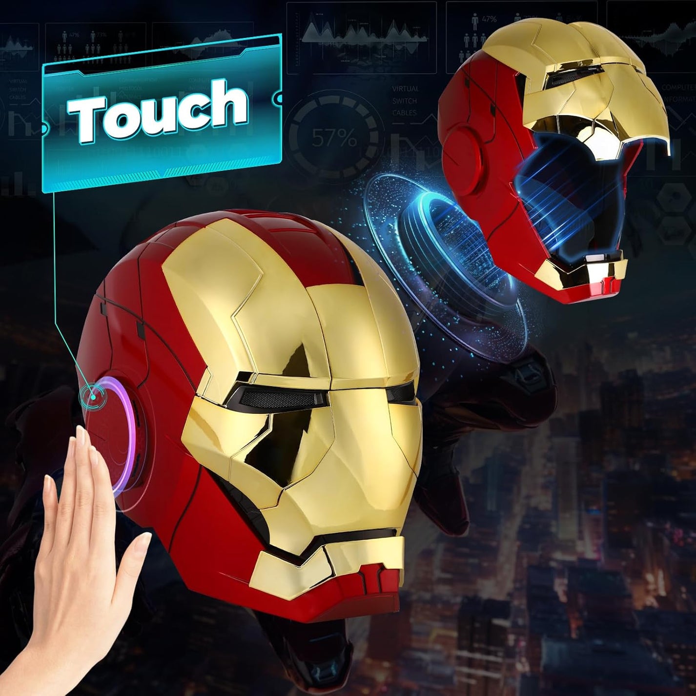 Iron-Man MK5 Wearable Electronic Helmet 24" Inch – LED Light-Up Eyes w ...