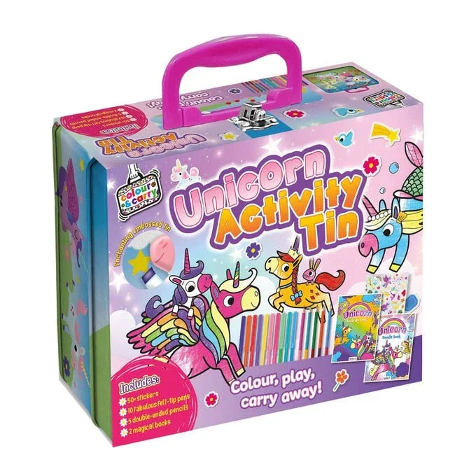 Colour & Carry Unicorn Activity Tin Colouring Kit – Jaiman Toys