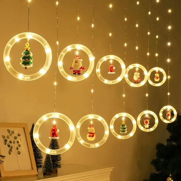 Christmas Window LED Curtain Lights 3m x 0.65m | Warm White Fairy Stri ...