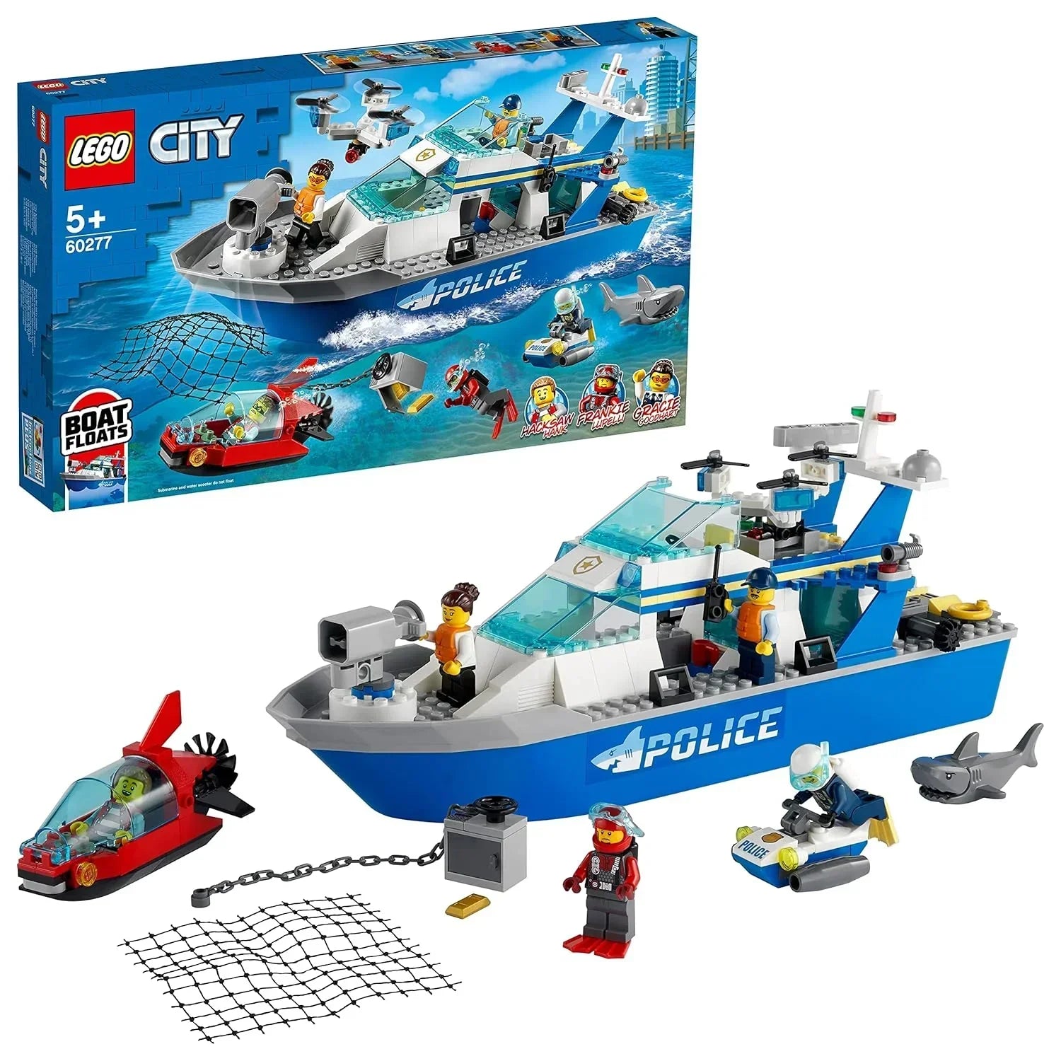 LEGO City Police Patrol Boat 60277 Building Kit (276 Pcs),Multicolor ...