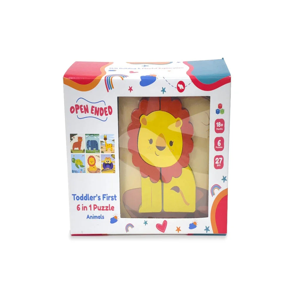 Open Ended Toddler's First 6 In 1 Puzzle - Animals (6 puzzles, 27 pcs ...