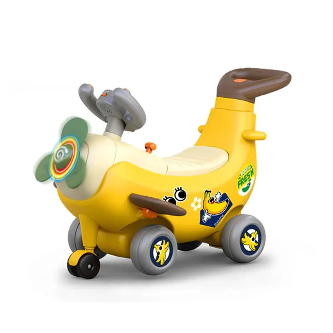 4-in-1 Convertible Sliding Ride-On – Banana Plane & Stroller Walker fo ...