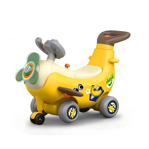 4-in-1 Convertible Sliding Ride-On – Banana Plane & Stroller Walker fo ...