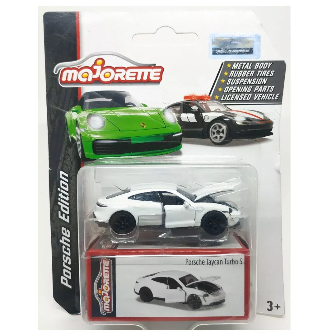 Majorette Porsche Taycan Turbo S White 1:63 Scale – (White) – Jaiman Toys