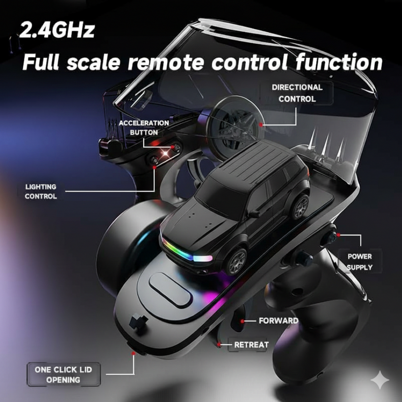 Mini 4WD Q197 1:64 Scale LED Drift RC Car – 2.4GHz Remote Control, Typ – Jaiman Toys