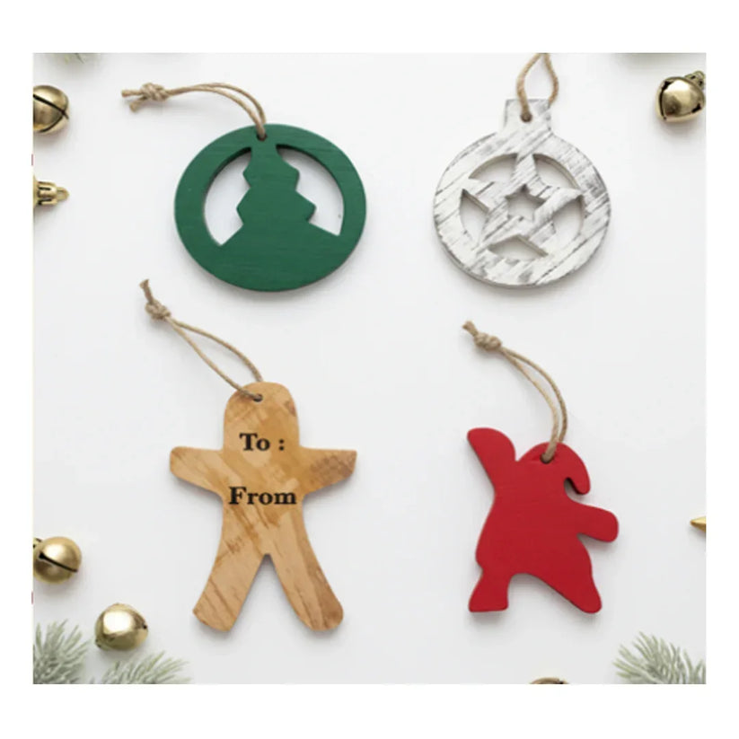 SWEN HERMES Handcrafted Wooden Christmas Ornaments – Rustic Festive Dé ...