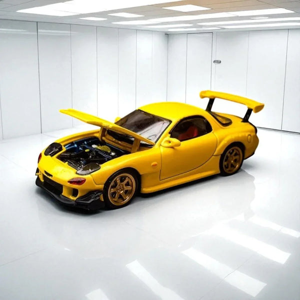 BSC - 1:64 - MAZDA RX7 FD3S - - YELLOW - GOLD WHEELS – Jaiman Toys