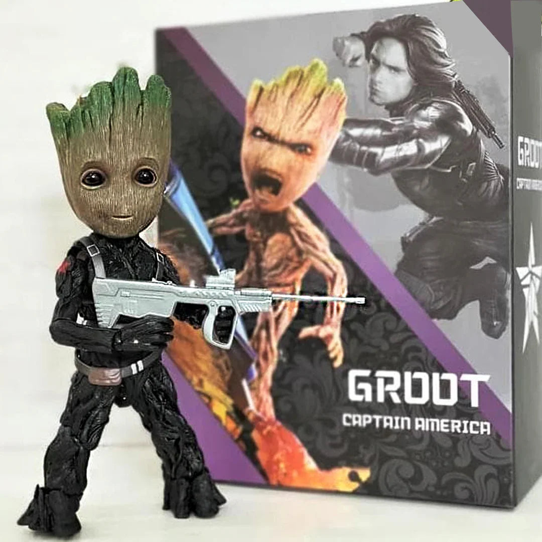 Mini Groot: Captain America Edition - Marvel Cosplay Action Figure (25 ...
