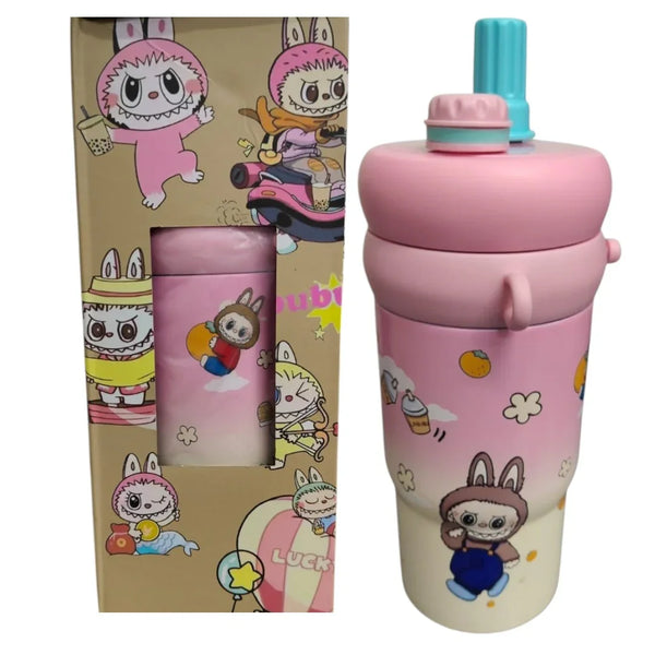 Labubu & Tycoco Hot & Cold Sipper Water Bottle 1Ltr Pink Stainless Ste ...